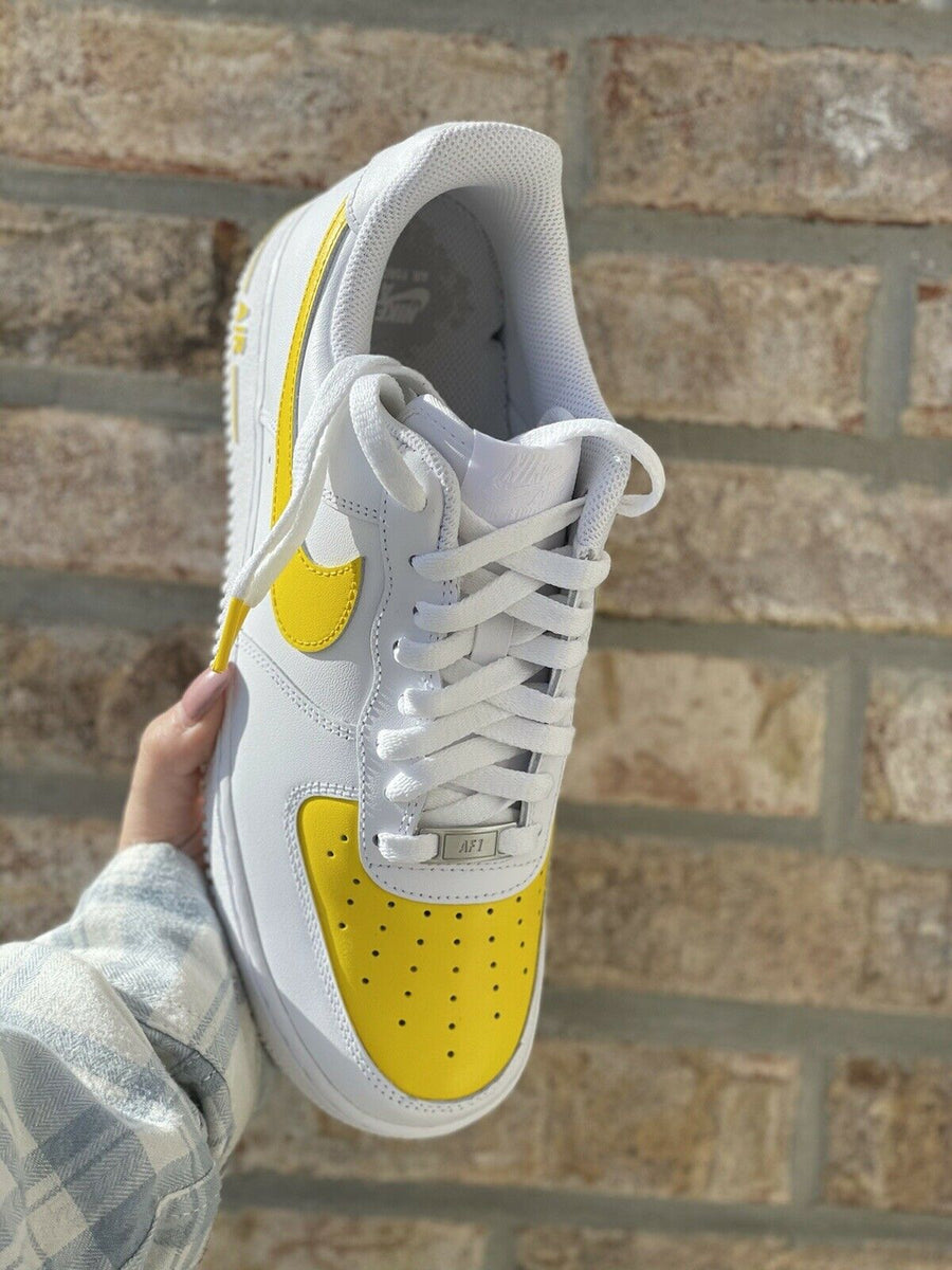Air Force 1 Custom Low Yellow Two Tone Happy Mood Shoes Sun All Sizes ...