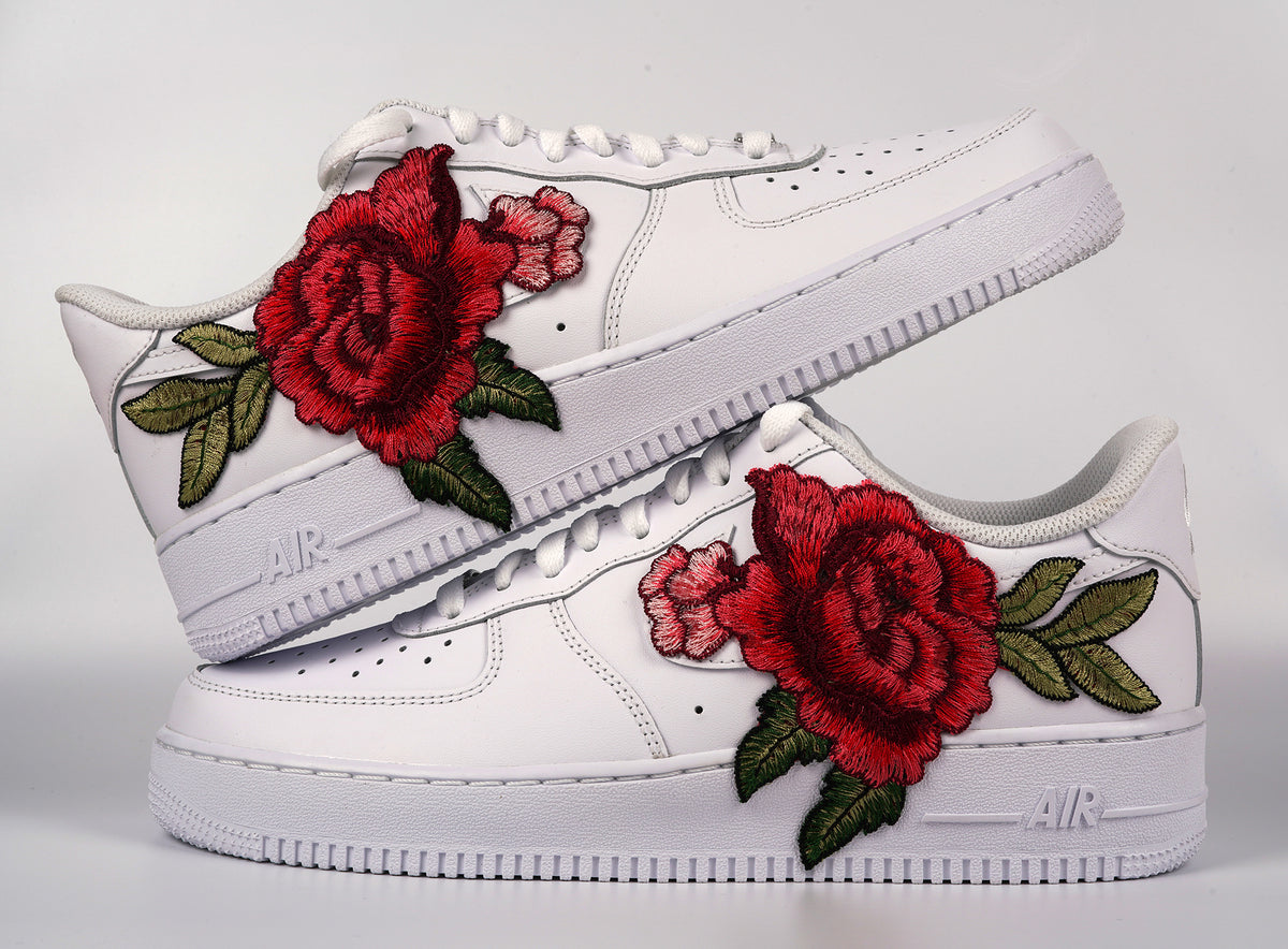 Air Force 1 Custom Red Rose Shoes Flower Floral White Mens Womens Kids ...
