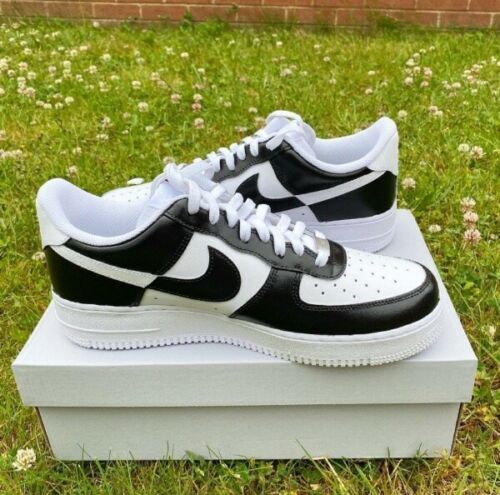 Air Force 1 Custom Low Two Tone White Black Panda Shoes Men Women Kids ...